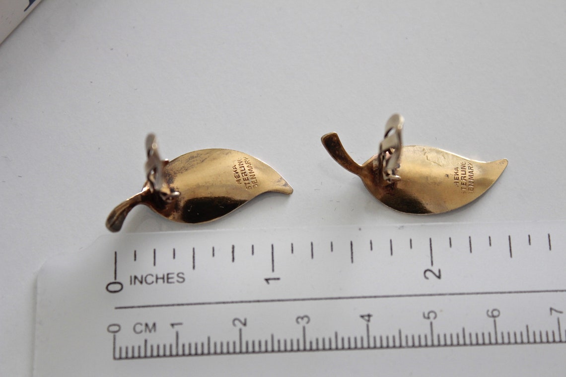 Meka Denmark Blue Enamel Leaf Sterling Earrings Denmark Jewelry # 2462 ...