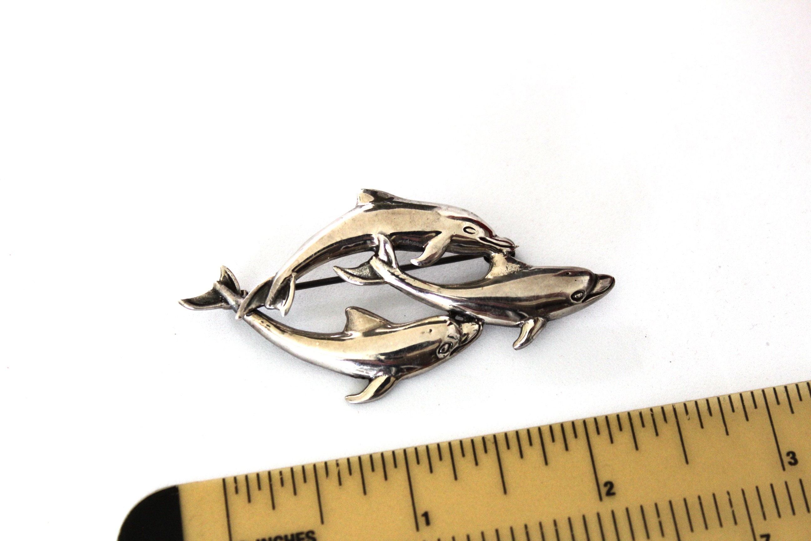 Vintage Sterling Silver 925 Dolphin Brooch Pin , Figural Sterling ...
