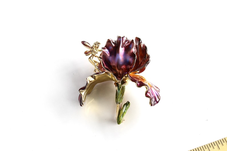 Signed Kirks Folly Purple Enamel Iris Flower Pin Brooch 2790 - Etsy