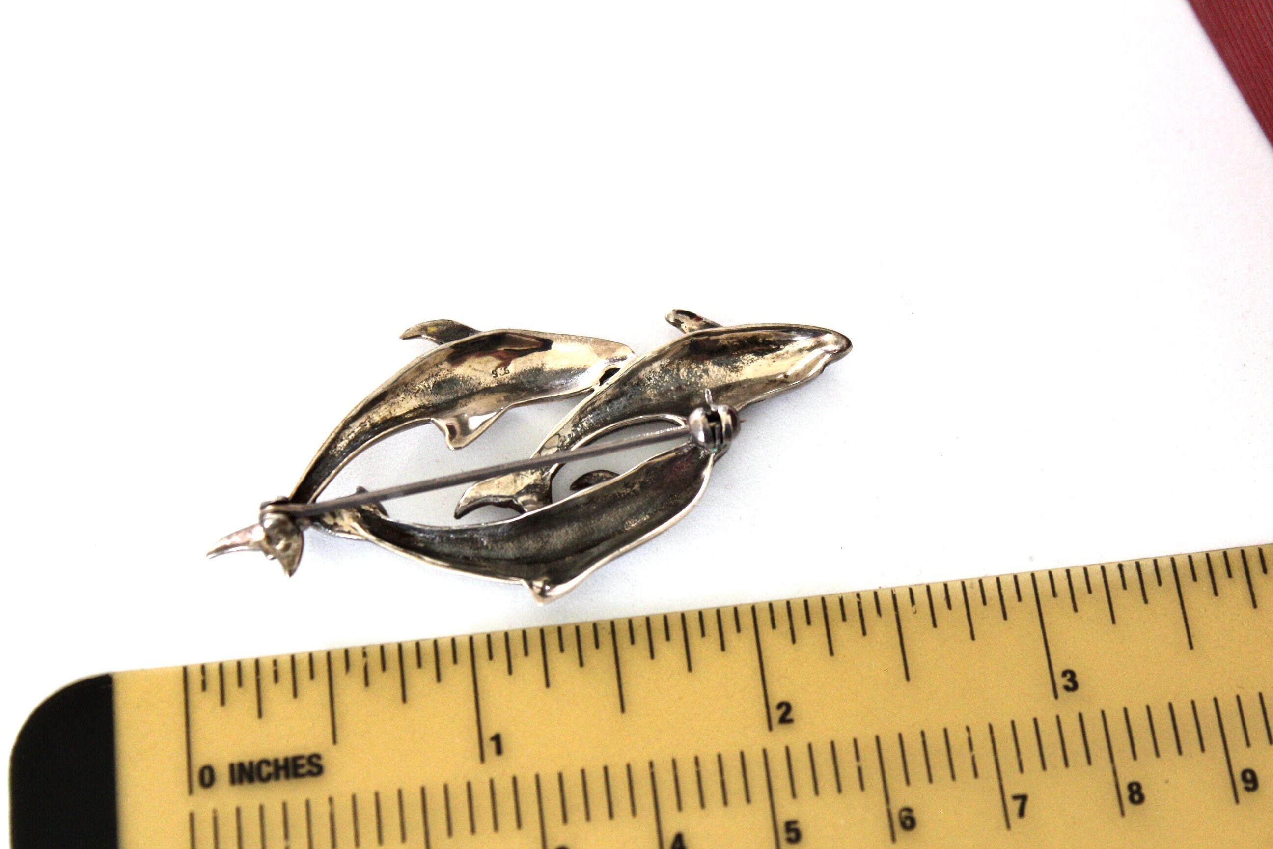 Vintage Sterling Silver 925 Dolphin Brooch Pin , Figural Sterling ...