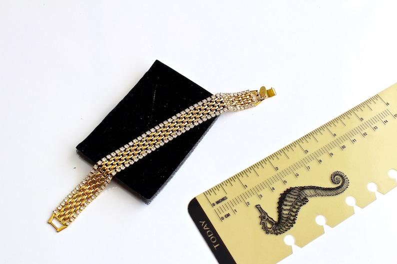 Kjl Kenneth Jay Lane Goldtone Mesh Bracelet With Crystal - Etsy