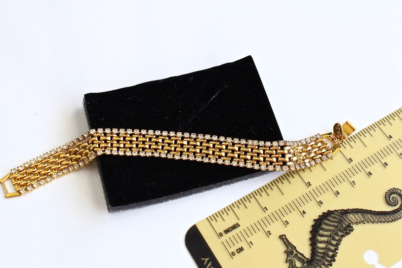 Kjl Kenneth Jay Lane Goldtone Mesh Bracelet With Crystal - Etsy