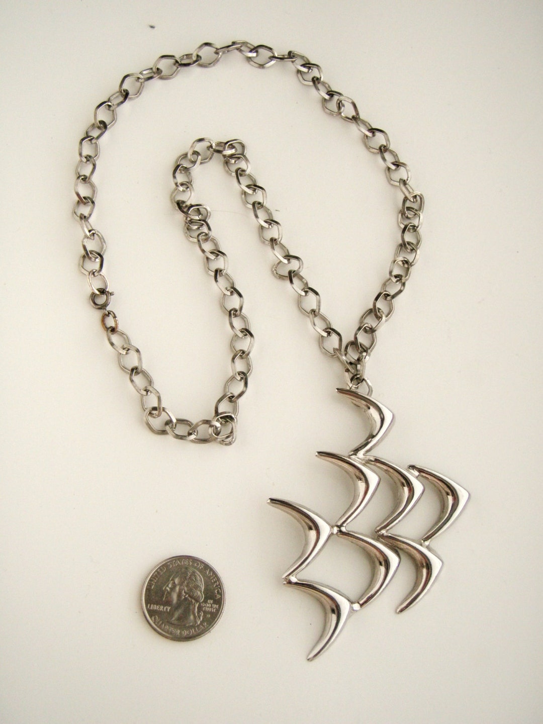 Tortolani Silver Tone Modern Design Necklace/pendant /chain #2344 - Etsy