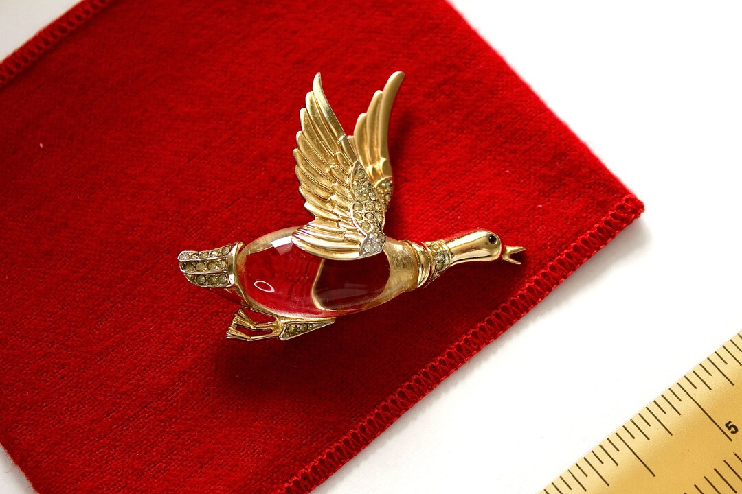 Rare Vintage 1940s Signed Coro Jelly Belly Bird Mallard Goose Brooch ...