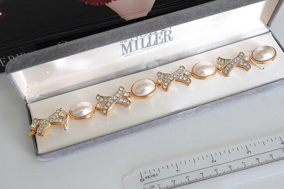 Glamour Nolan Millers Gold Tone Crystal Bracelet With Faux | Etsy