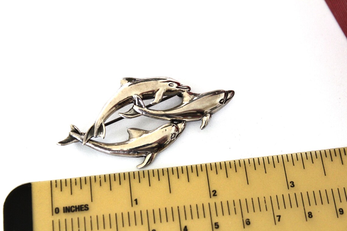 Vintage Sterling Silver 925 Dolphin Brooch Pin , Figural Sterling ...