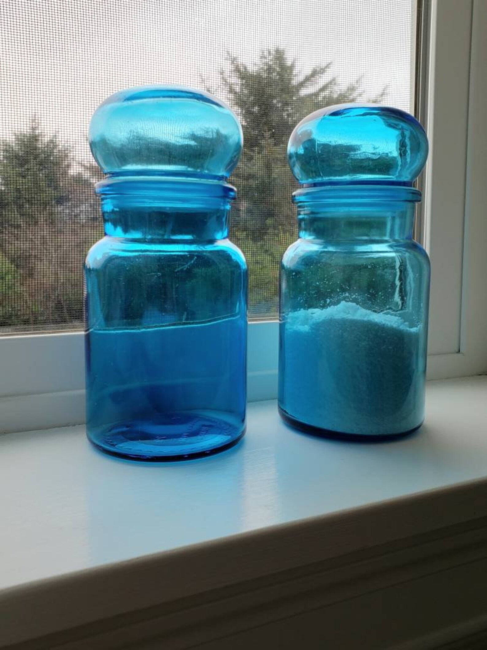 Collectible Mid-century Turquoise Blue Glass Belgian Lidded - Etsy