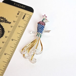 MMA PEACOCK Bird Figural Brooch Pin With Blue, Red and Green Enamel ...