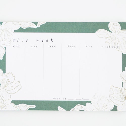Weekly Planner Pad Floral Weekly Desk Notepad Mousepad | Etsy