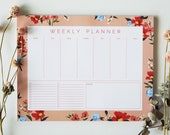 Peach Floral Weekly Planner To-do List Pad Notepad Agenda | Etsy