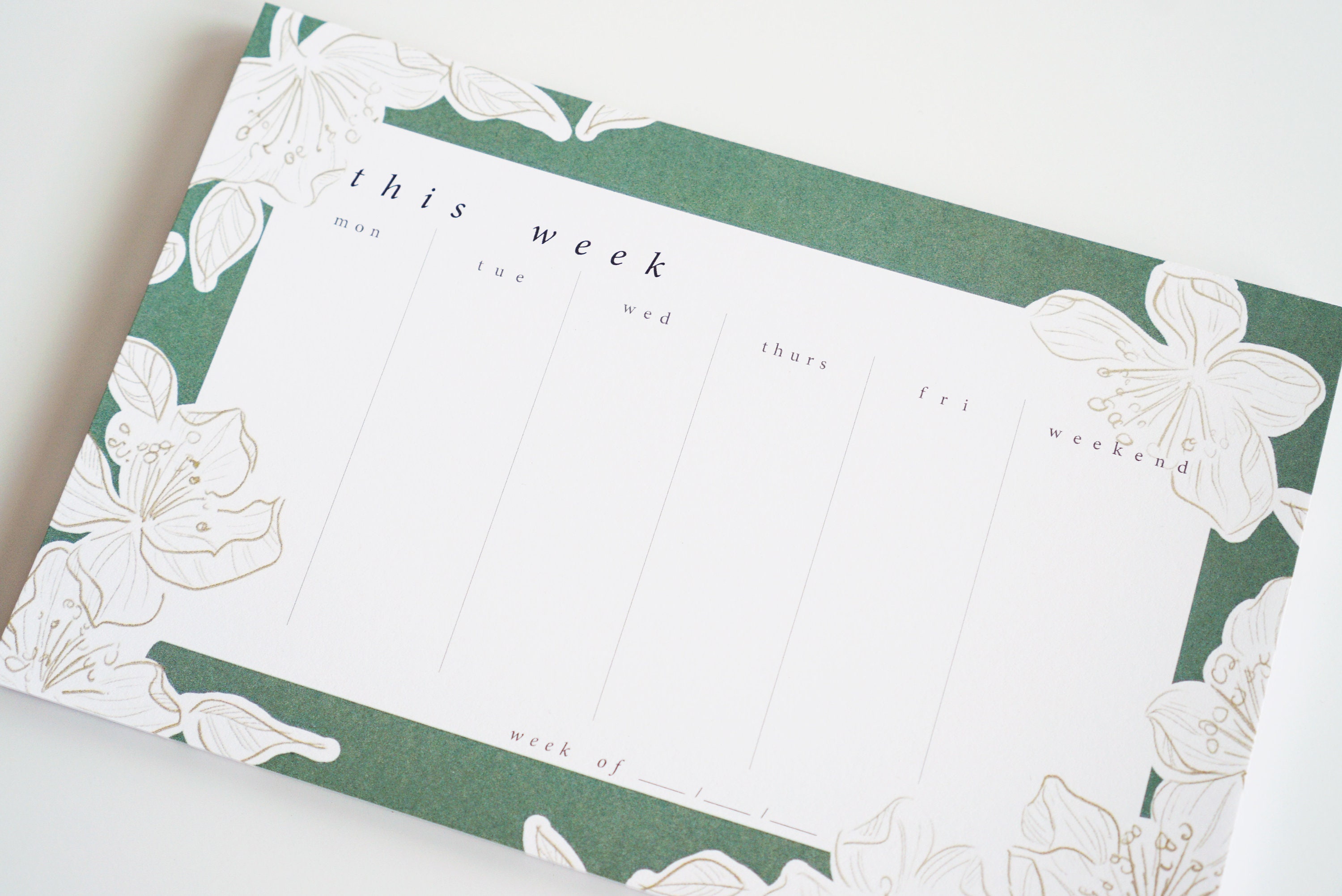 Green Floral Mini Weekly Planner, Desk Pad, Desk Notepad, Agenda ...