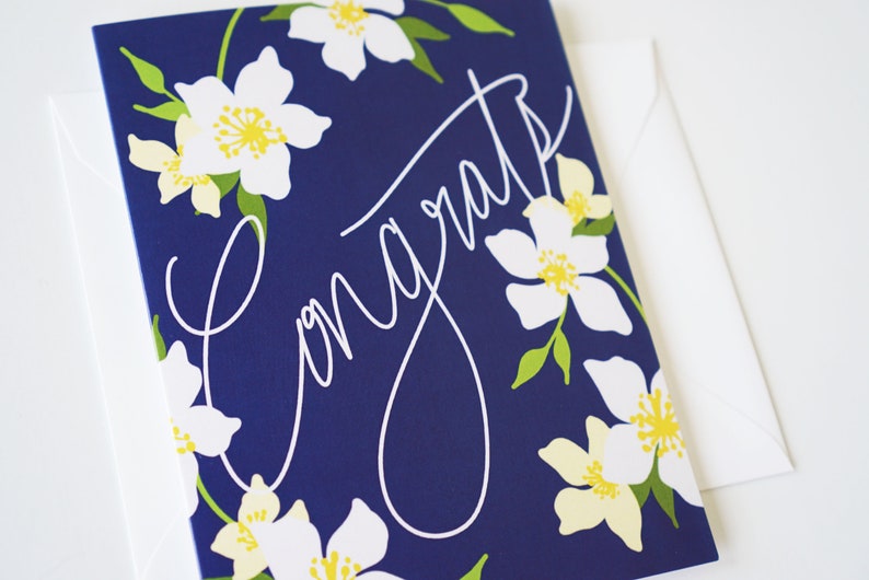 Blue and White Congratulations Card, Blank Card, A2 Size Card - Etsy