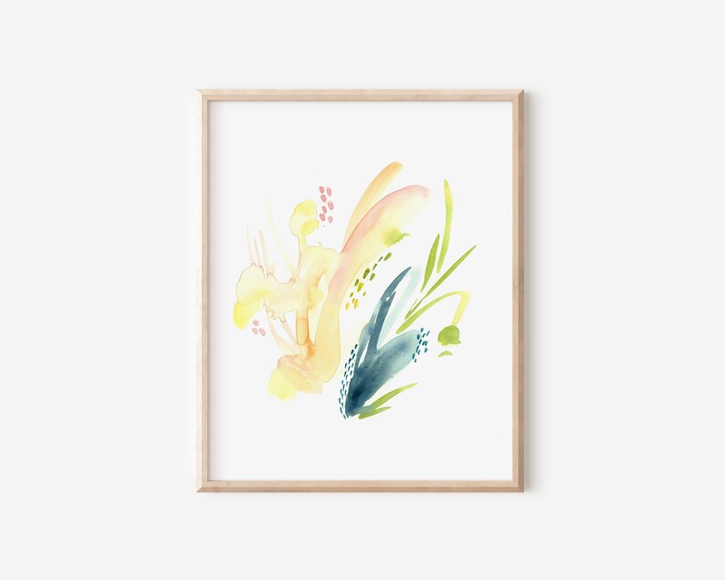 Peach Modern Abstract Watercolor Print Contemporary - Etsy