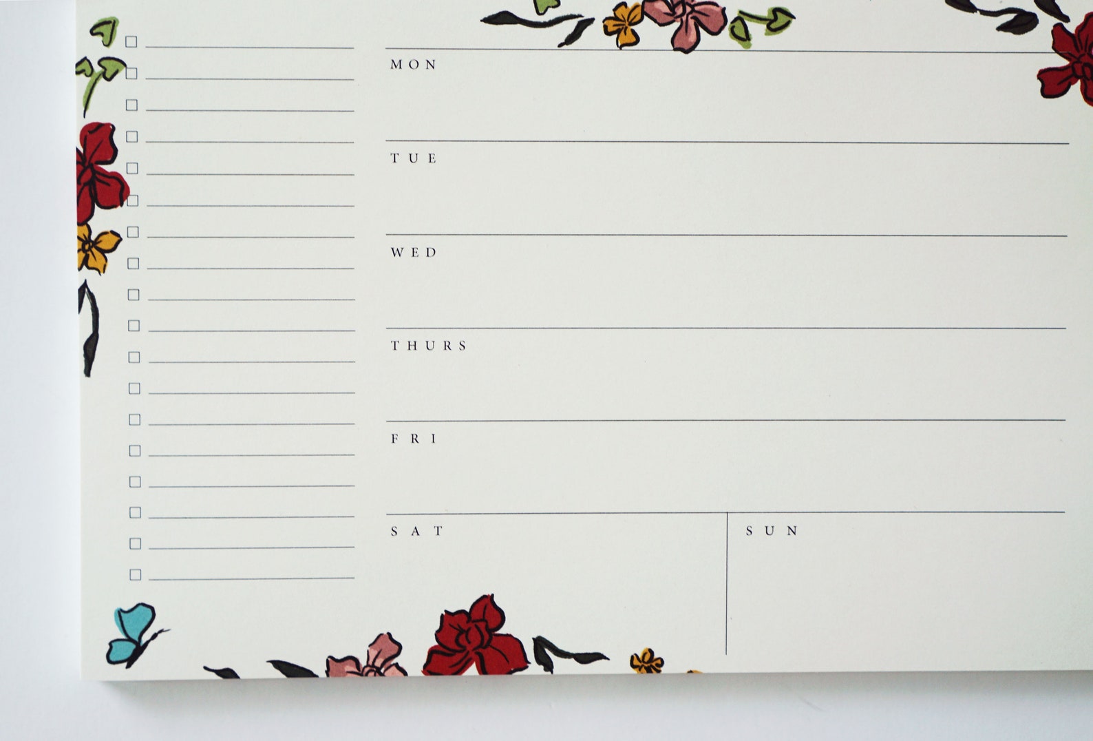 Cream Floral Weekly Planner Desk Pad Desk Notepad Agenda | Etsy
