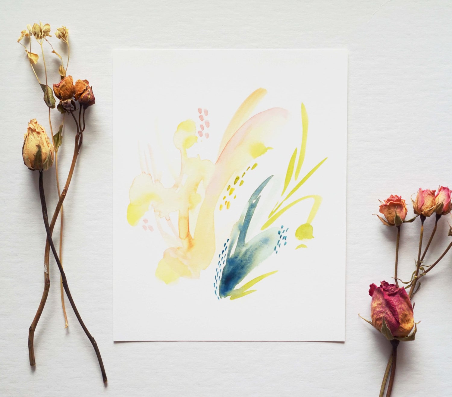 Peach - Modern Abstract Watercolor Print - Contemporary Watercolor ...