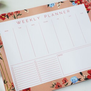 Peach Floral Weekly Planner, To-do List Pad, Notepad, Agenda - Etsy