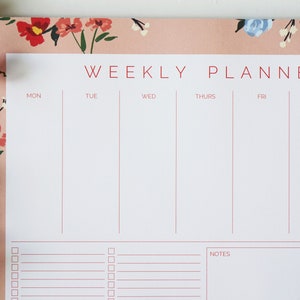 Peach Floral Weekly Planner, To-do List Pad, Notepad, Agenda - Etsy