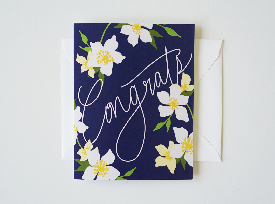 Blue and White Congratulations Card, Blank Card, A2 Size Card - Etsy