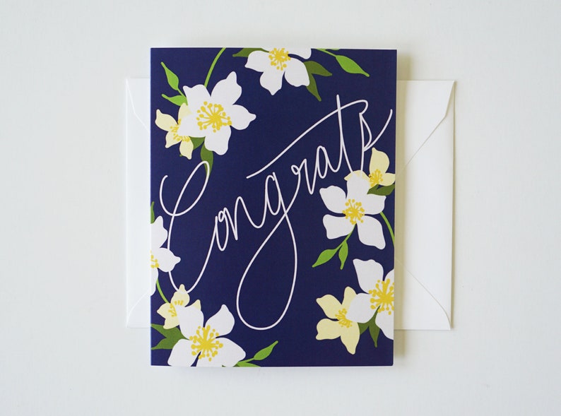 Blue and White Congratulations Card, Blank Card, A2 Size Card - Etsy