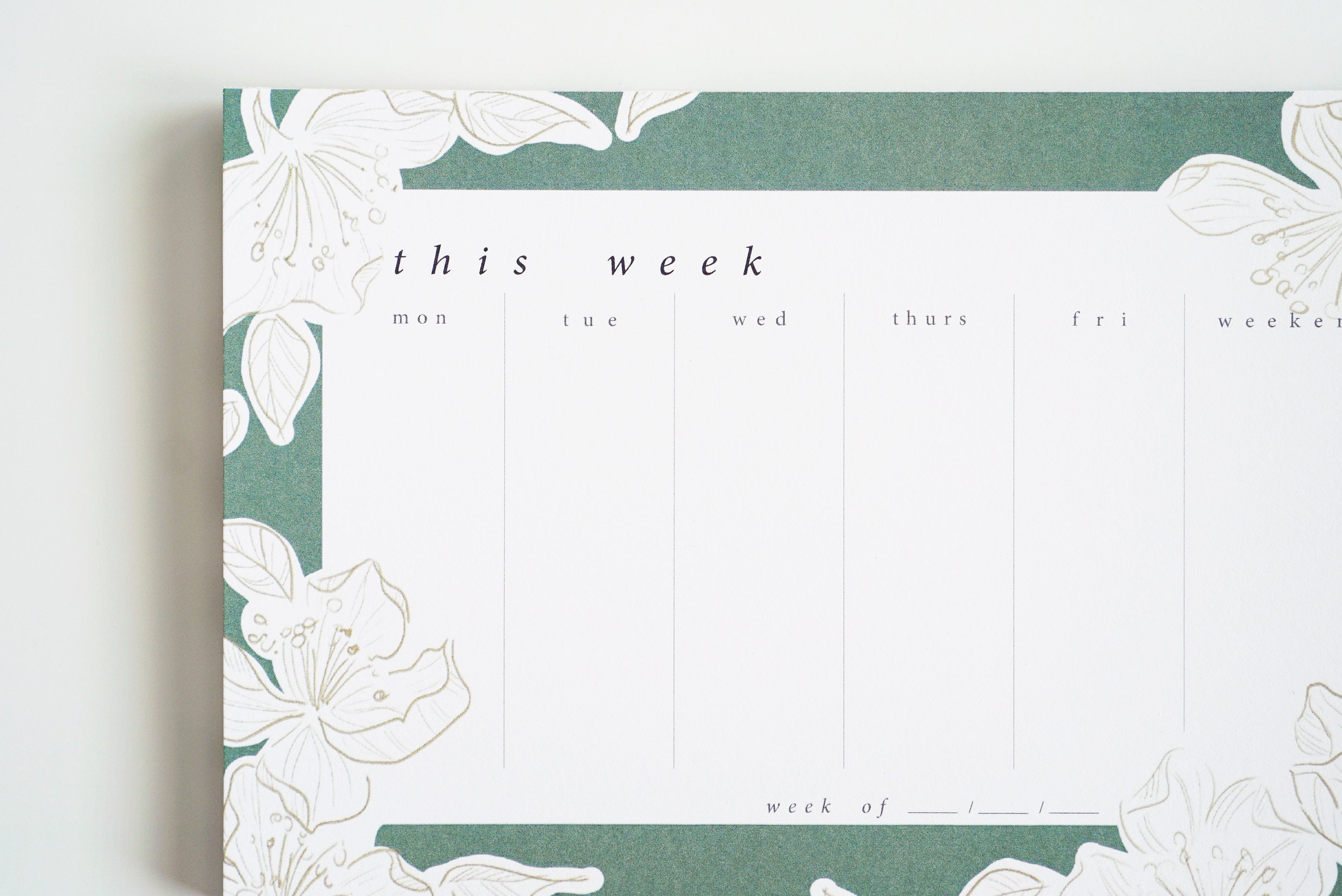 Green Floral Mini Weekly Planner, Desk Pad, Desk Notepad, Agenda ...