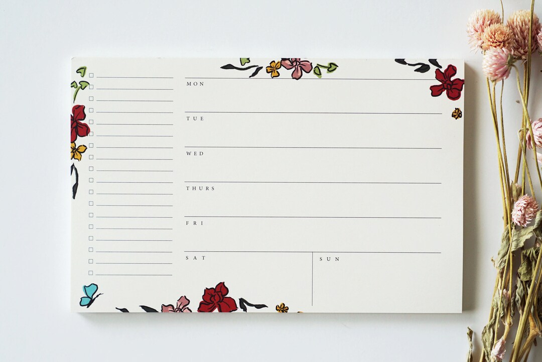 Floral Weekly Planner Notepad, Desk Organizer - Etsy