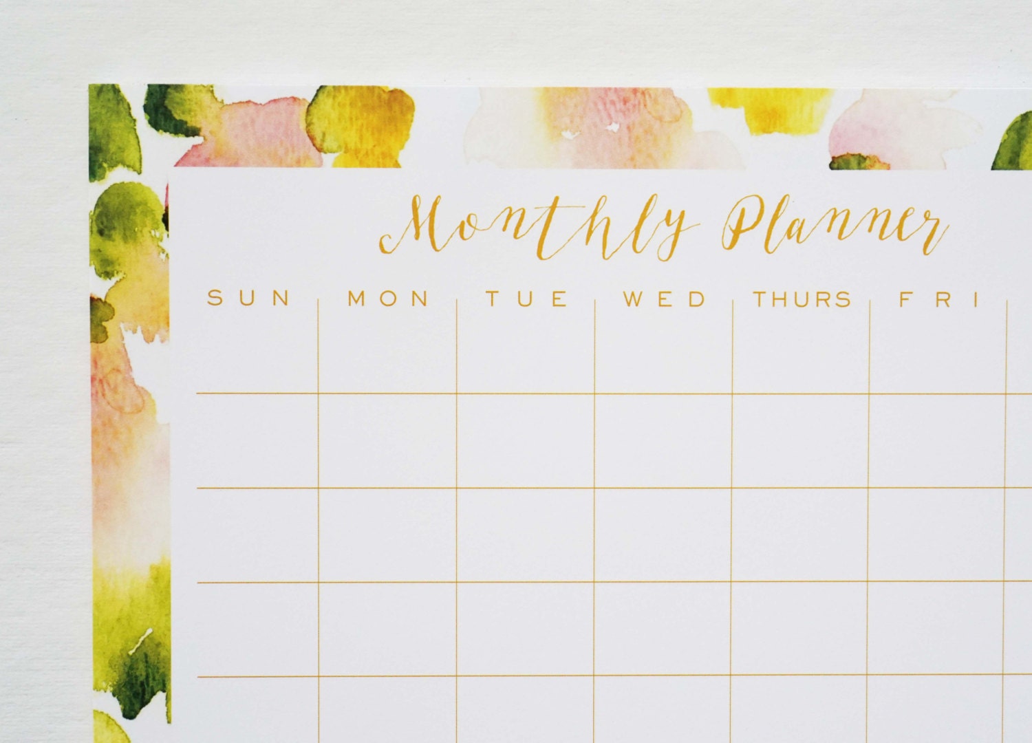 Yellow Abstract Monthly Calendar Desk Pad Desk Calendar - Etsy