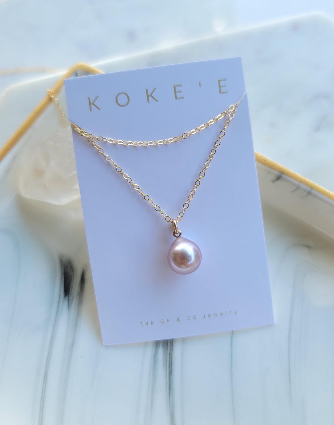 Pink Edison Pearl Necklace | Layered Necklace | Dainty | Everyday Wear ...
