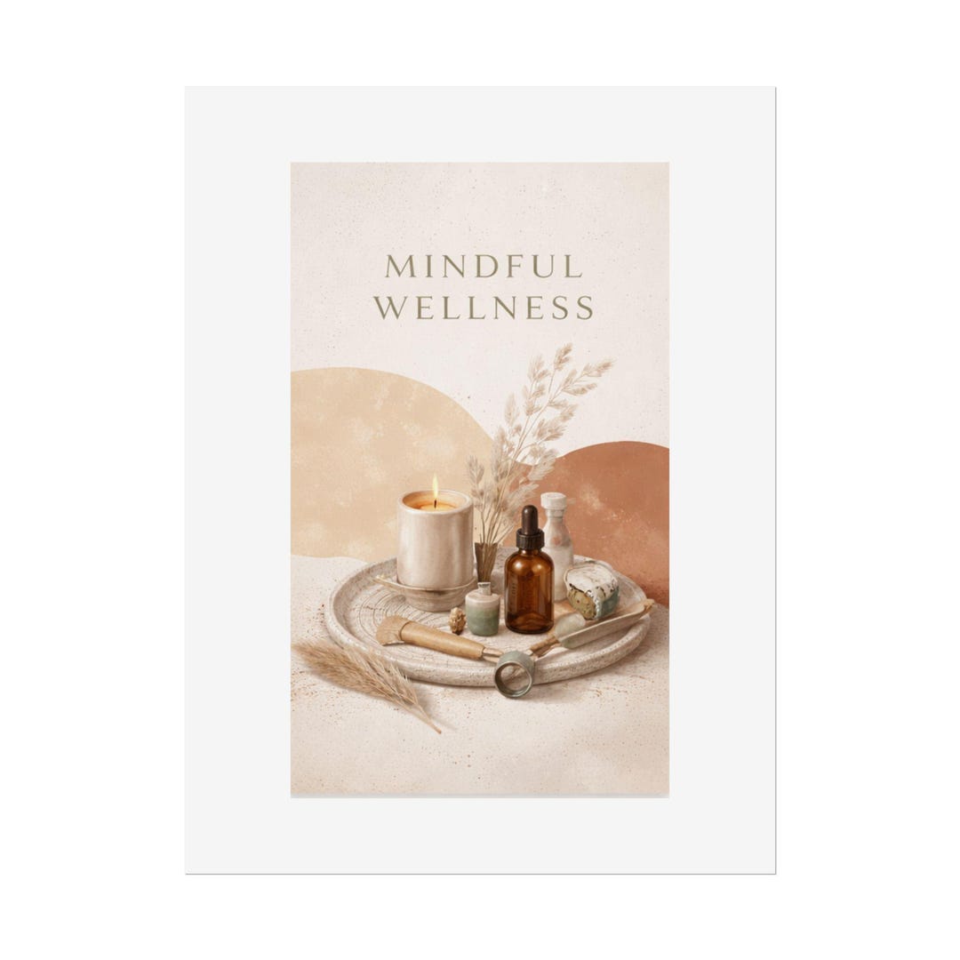 Mindful Wellness Poster | Rolled Poster, Spa Decor, Neutral Botanical ...