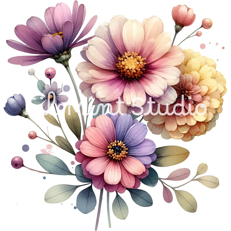 Whimsical Spring Flower Clipart Bundle | Cute Watercolor Floral PNG ...