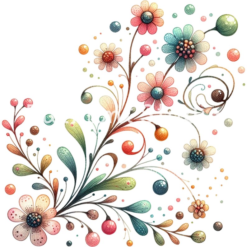 Whimsical Watercolor Spring Flower Clipart Bundle | Pastel Cottagecore ...