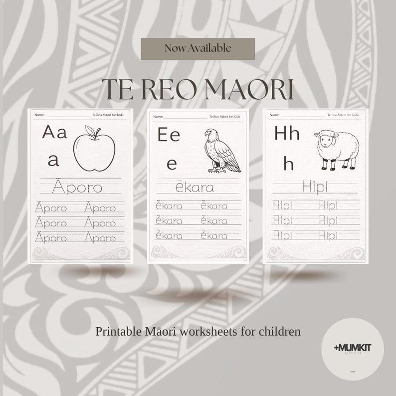 Te Reo Māori Alphabet Worksheets for Kids | Printable Tracing Pages - Etsy