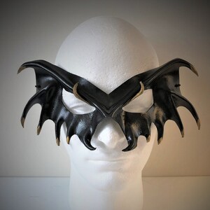 Gold Trimmed Black Leather Masquerade Mask, Vampire Masquerade Fantasy ...