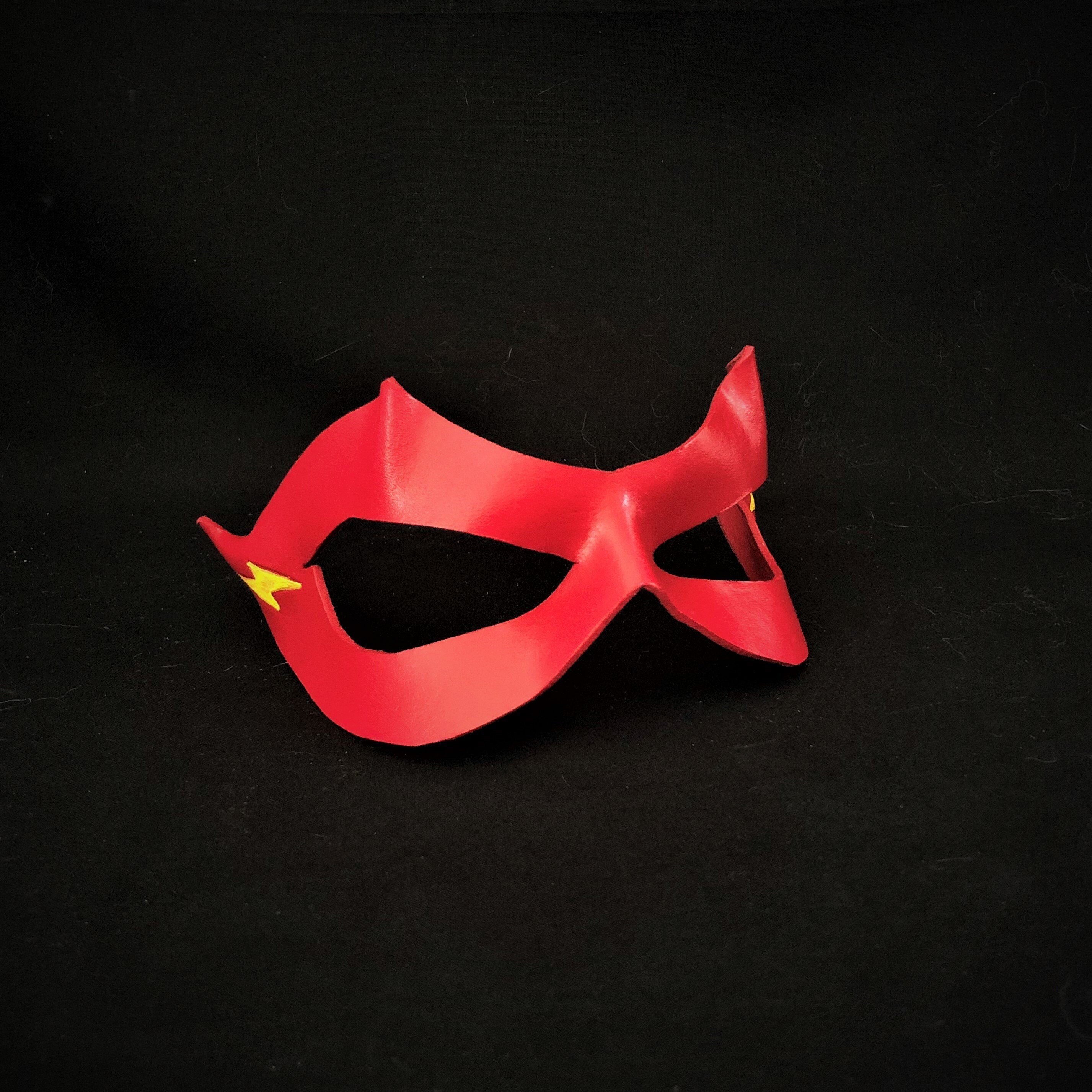 The Flash Mask Cosplay Red Superhero mask Red Leather Mask | Etsy