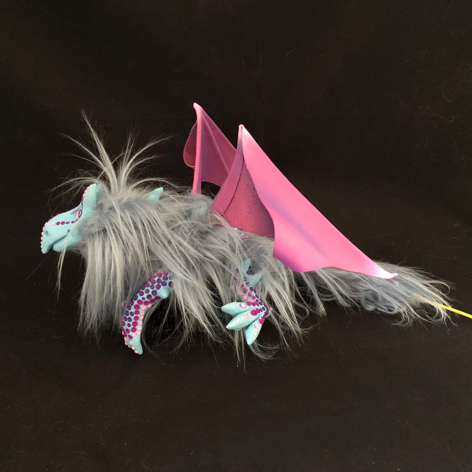 FURRY DRAGON Puppet GRAY Dragon Sculpture Mythical Creature | Etsy