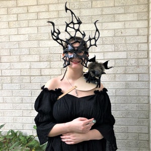 BLACK WIZARD MASK Demon Mask Sorceror Mask Fantasy Festival Mask ...