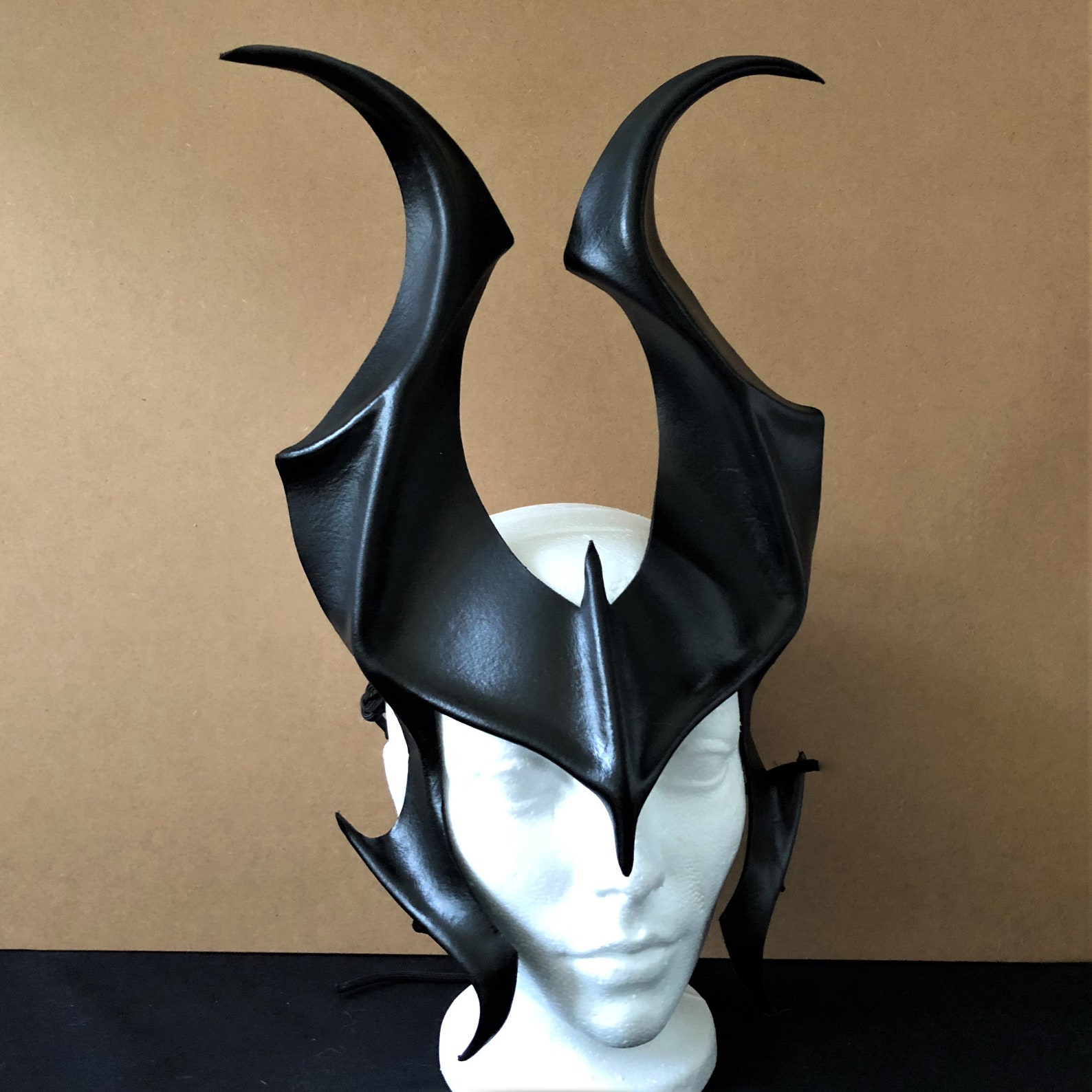 Black Cosplay Horns Leather GLOSSY Demon Horns Fantasy | Etsy