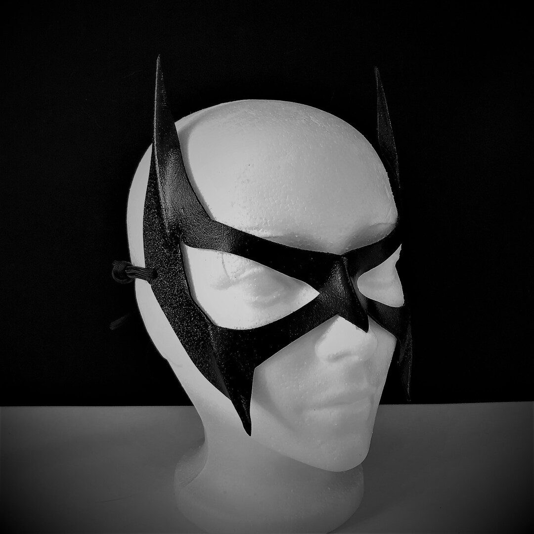 Leather Glitter-finish Black Mask, Dressy Cat Ears Superhero Villian ...