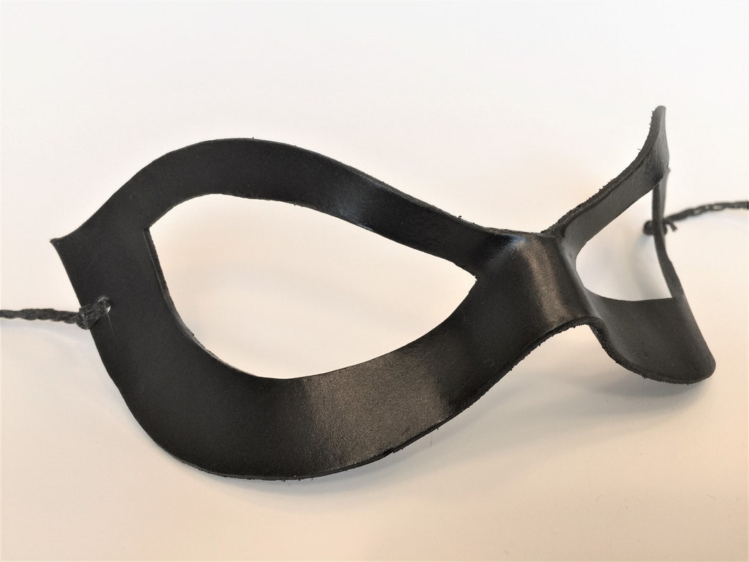 Black Leather Mask, Black Halloween Cosplay, Black Superhero Leather ...