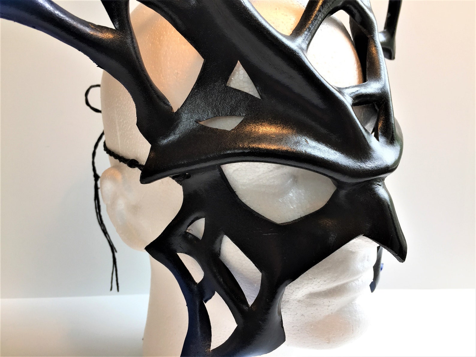 BLACK LEATHER MASK Blue Demon Halloween Mask Evil Dark - Etsy
