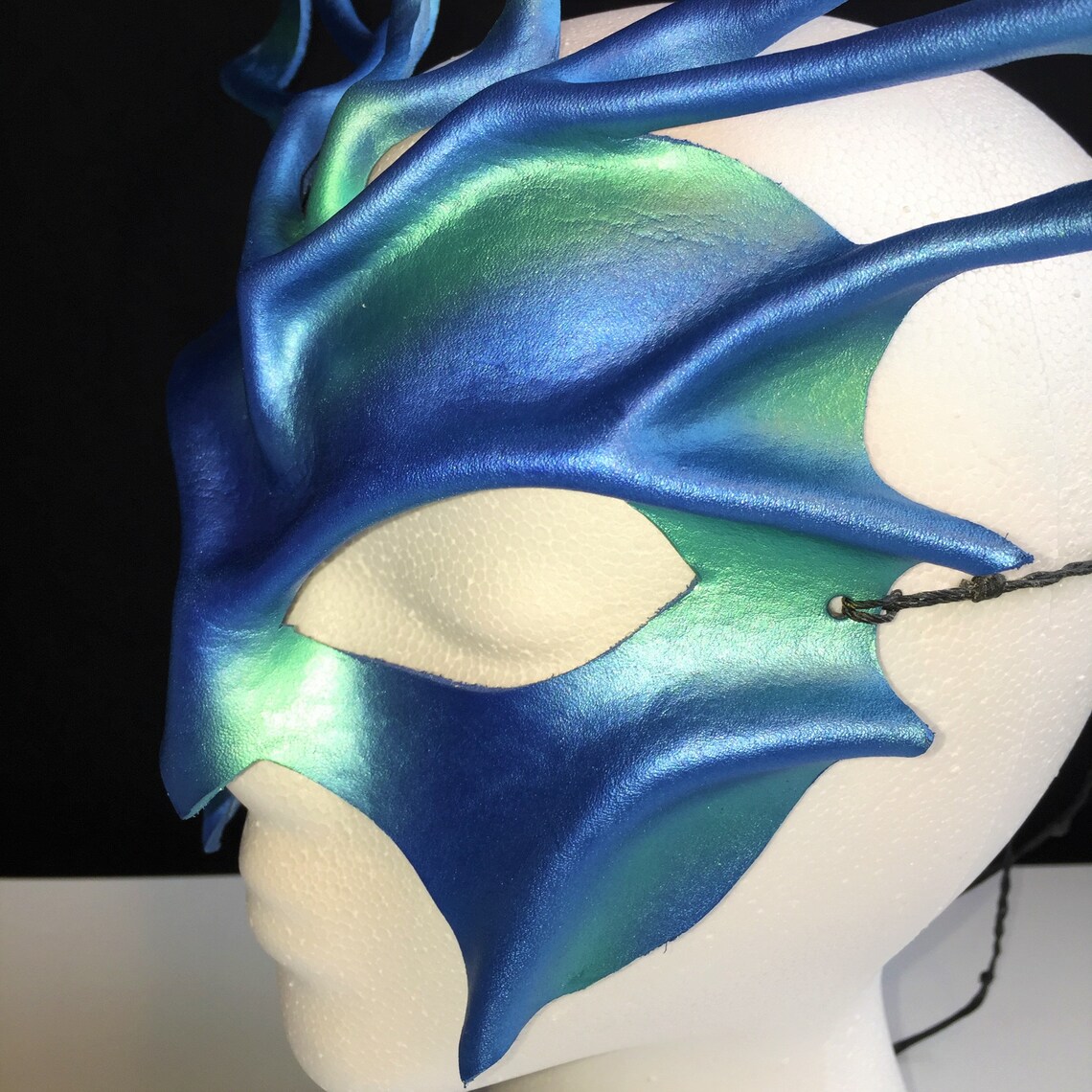 Blue Leather Mask Mermaid Costume Triton Masquerade Festival Halloween ...
