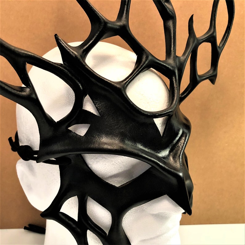 BLACK WIZARD MASK Demon Mask Sorceror Mask Fantasy Festival - Etsy