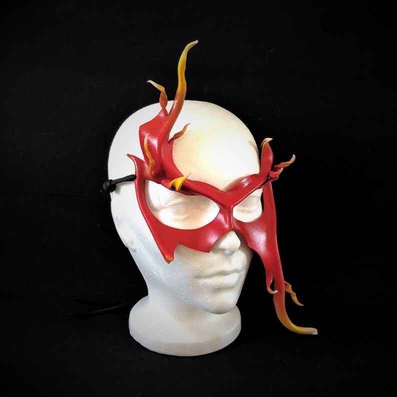 Flaming Fire Demon Mask Leather Carnival Mask Mardi Gras | Etsy
