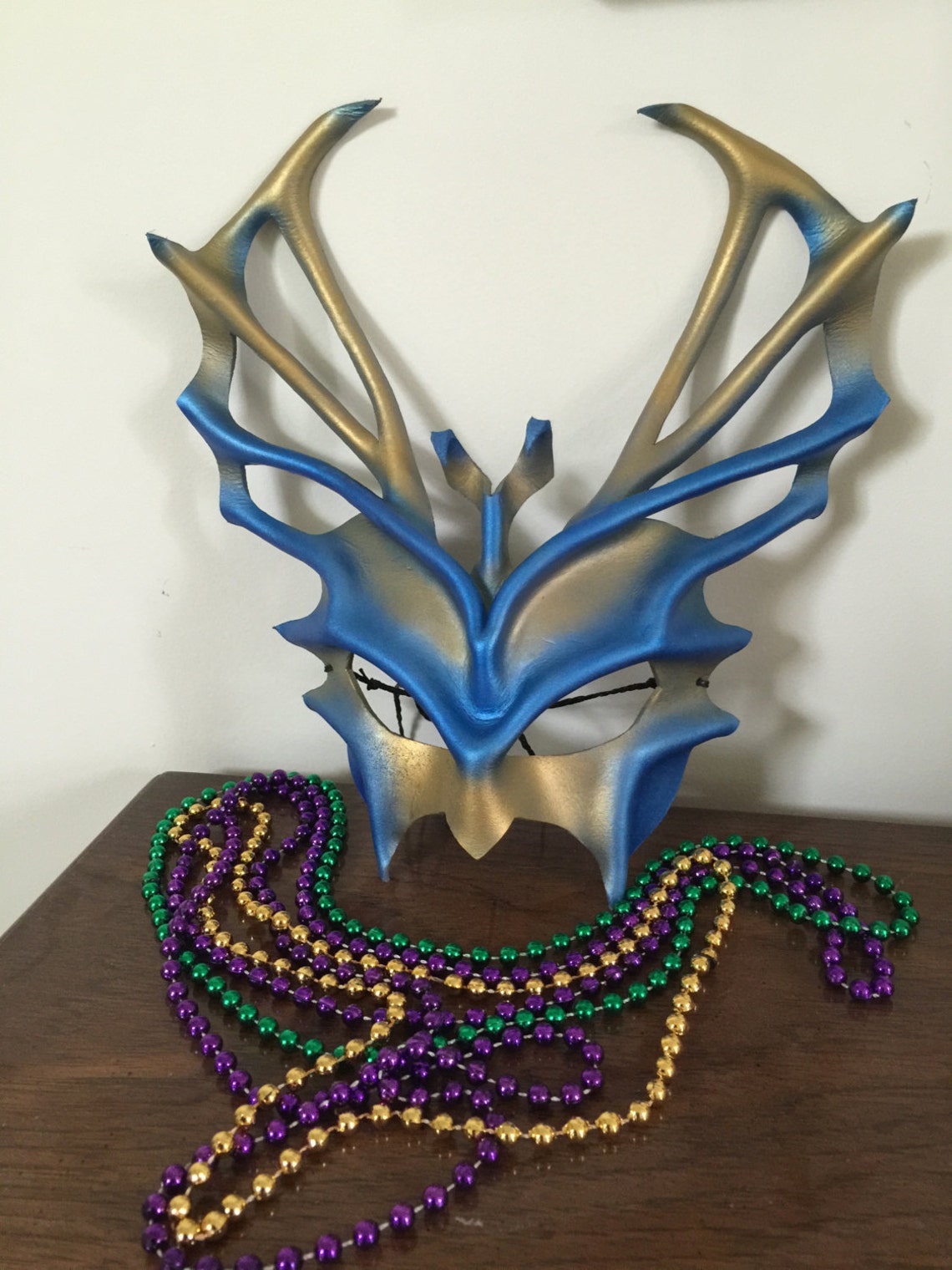 Mardi Gras Leather Mask BLUE & GOLD Greek God Mask TRITON | Etsy