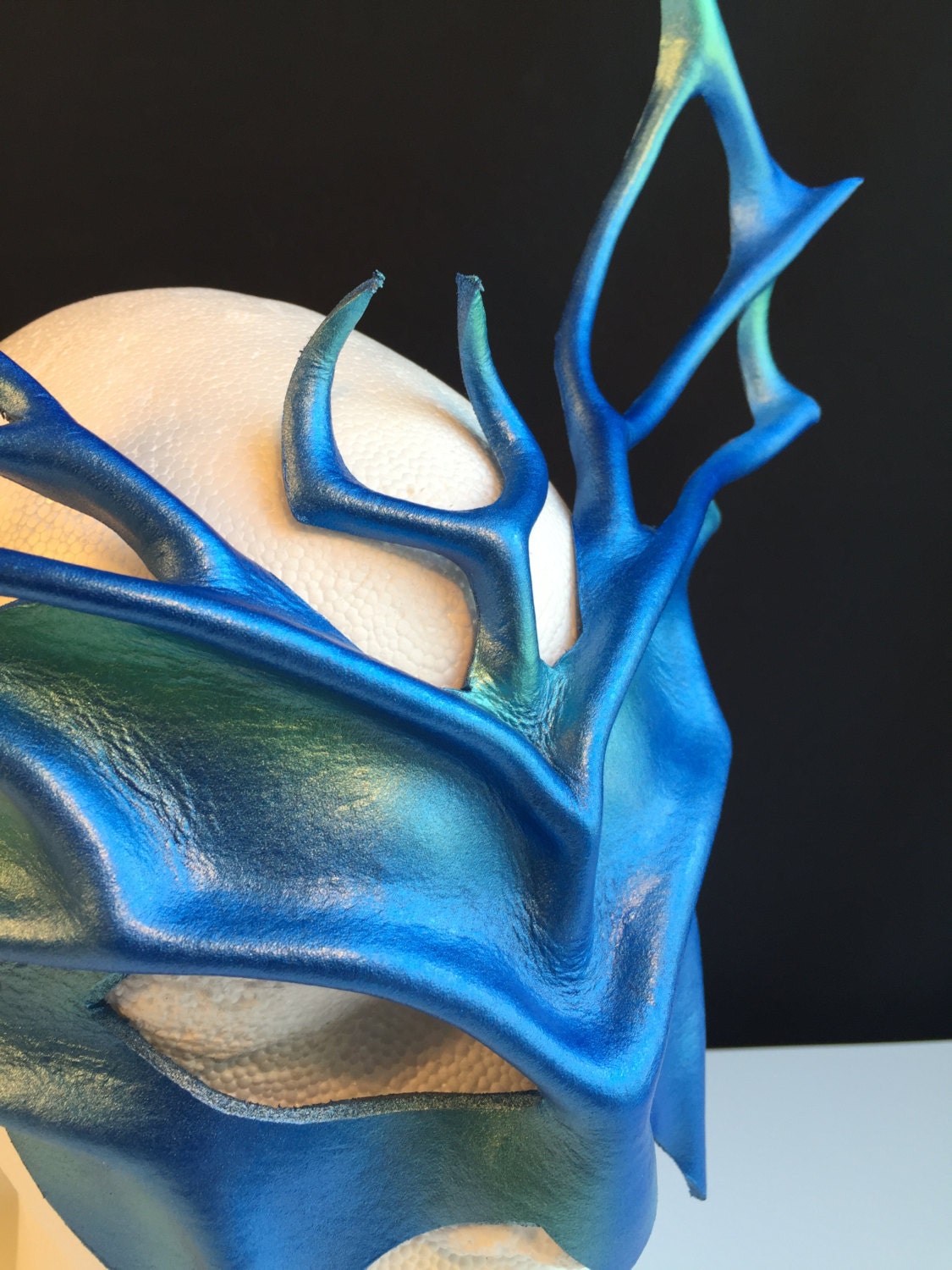 Blue Leather Mask Mermaid Costume Triton Masquerade Festival - Etsy