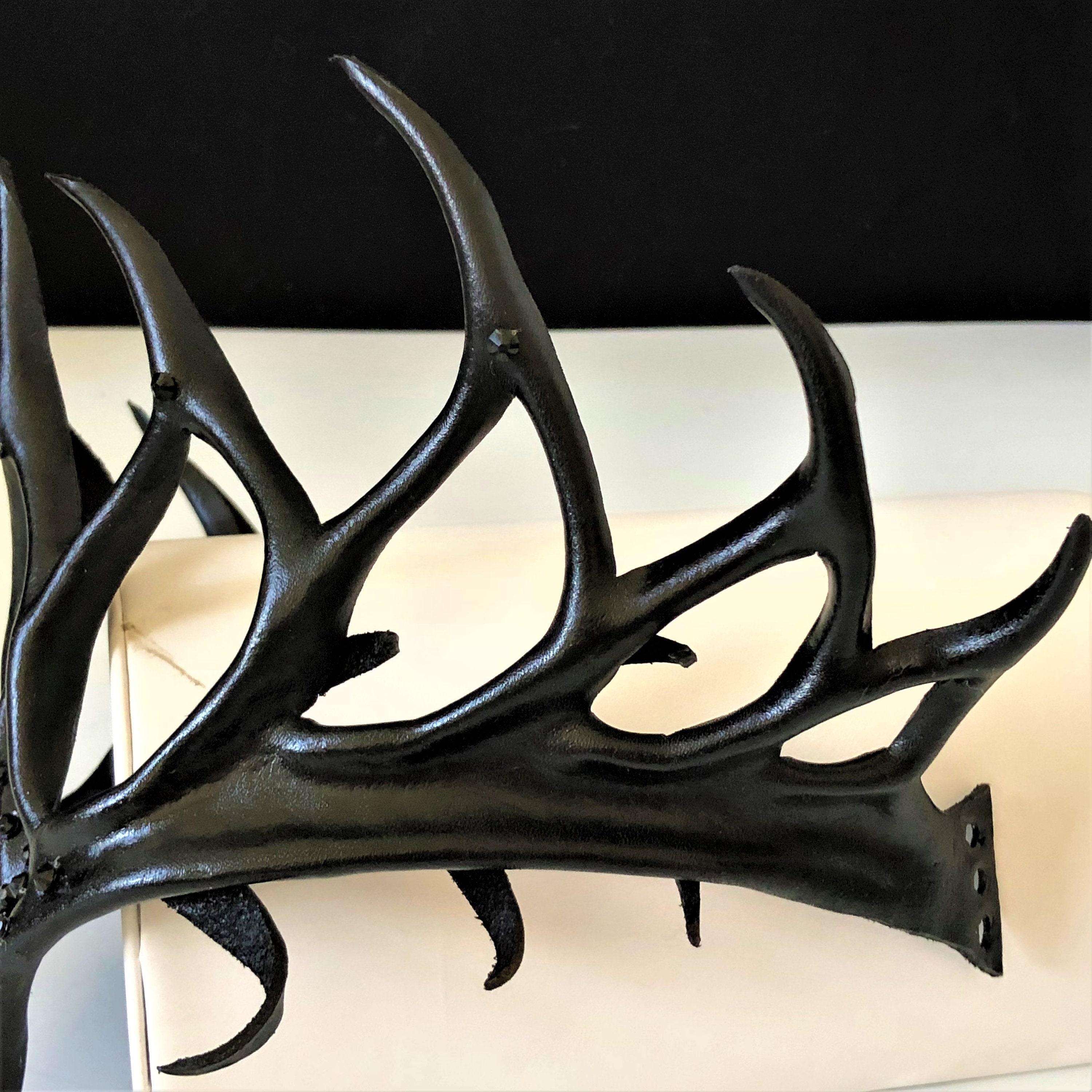Evil Queen Leather Crown Stoned Headpiece of Thorns Dark | Etsy