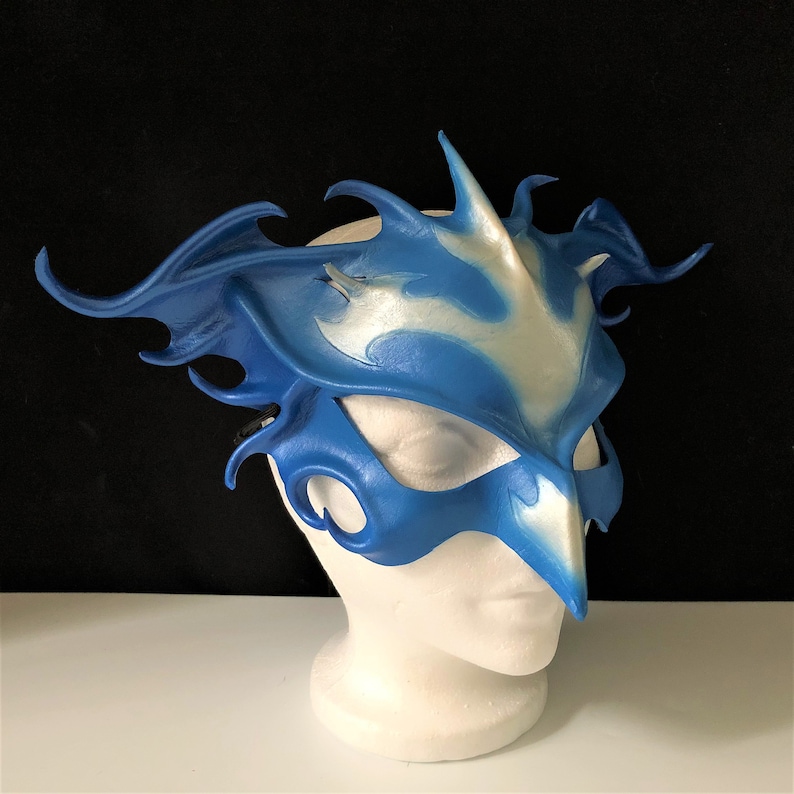 Blue PHOENIX MASK Bird Mask Carnival Mardi Gras Fantasy | Etsy