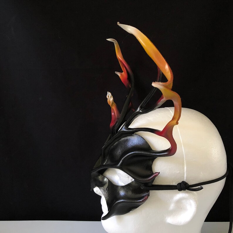 Fire Demon Mask - Leather Mask Demon Cosplay Mask Halloween Larp ...