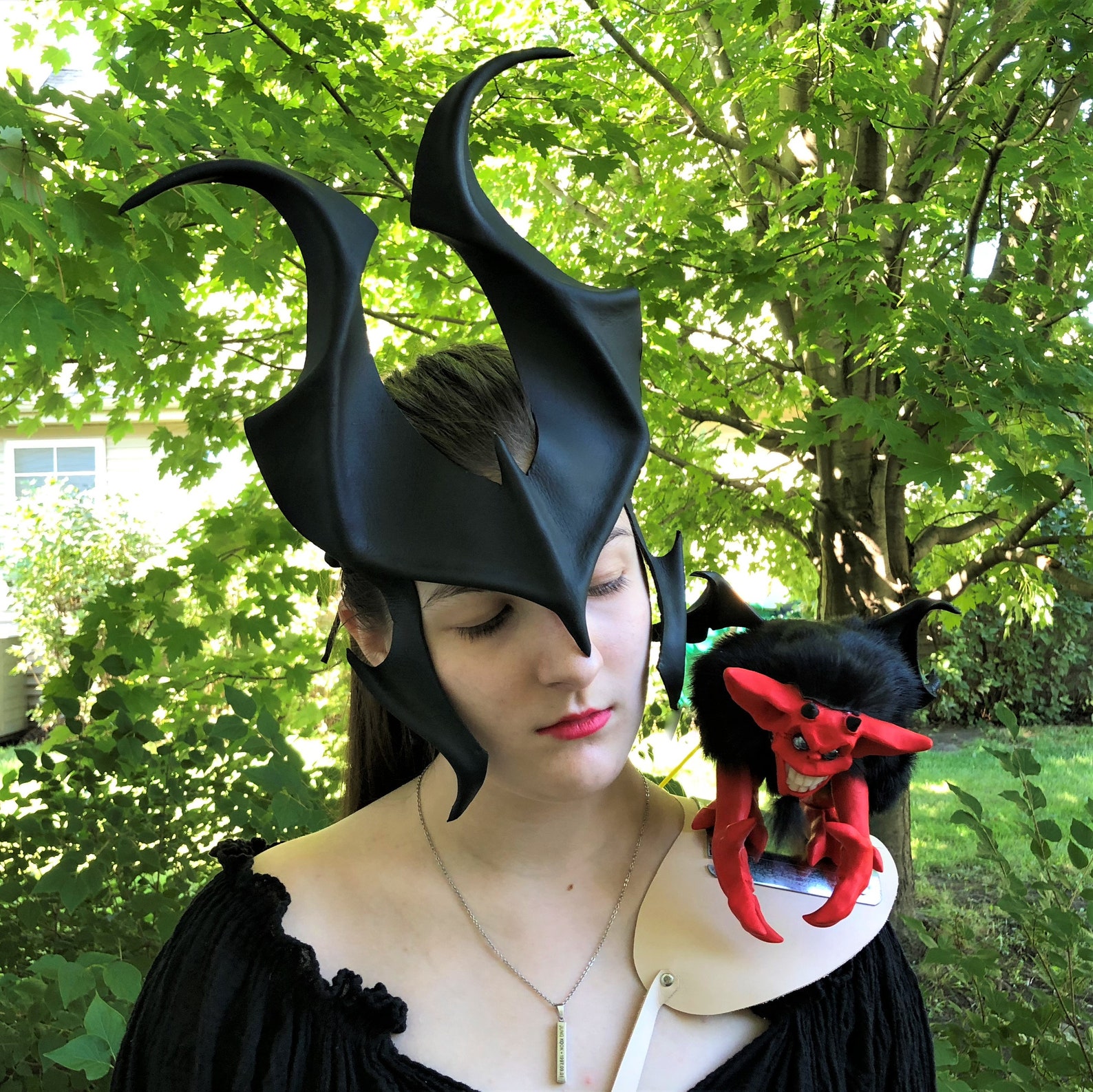 Black Cosplay Horns Leather GLOSSY Demon Horns Fantasy | Etsy