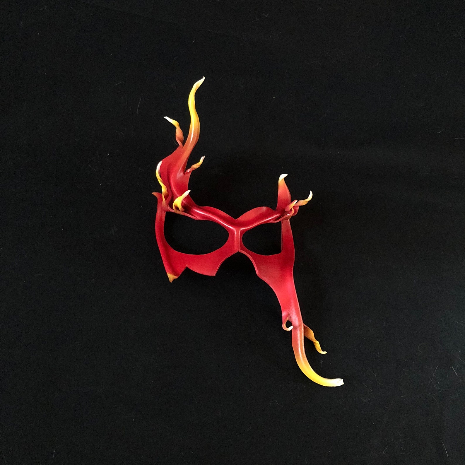 Flaming Fire Demon Mask Leather Carnival Mask Mardi Gras | Etsy