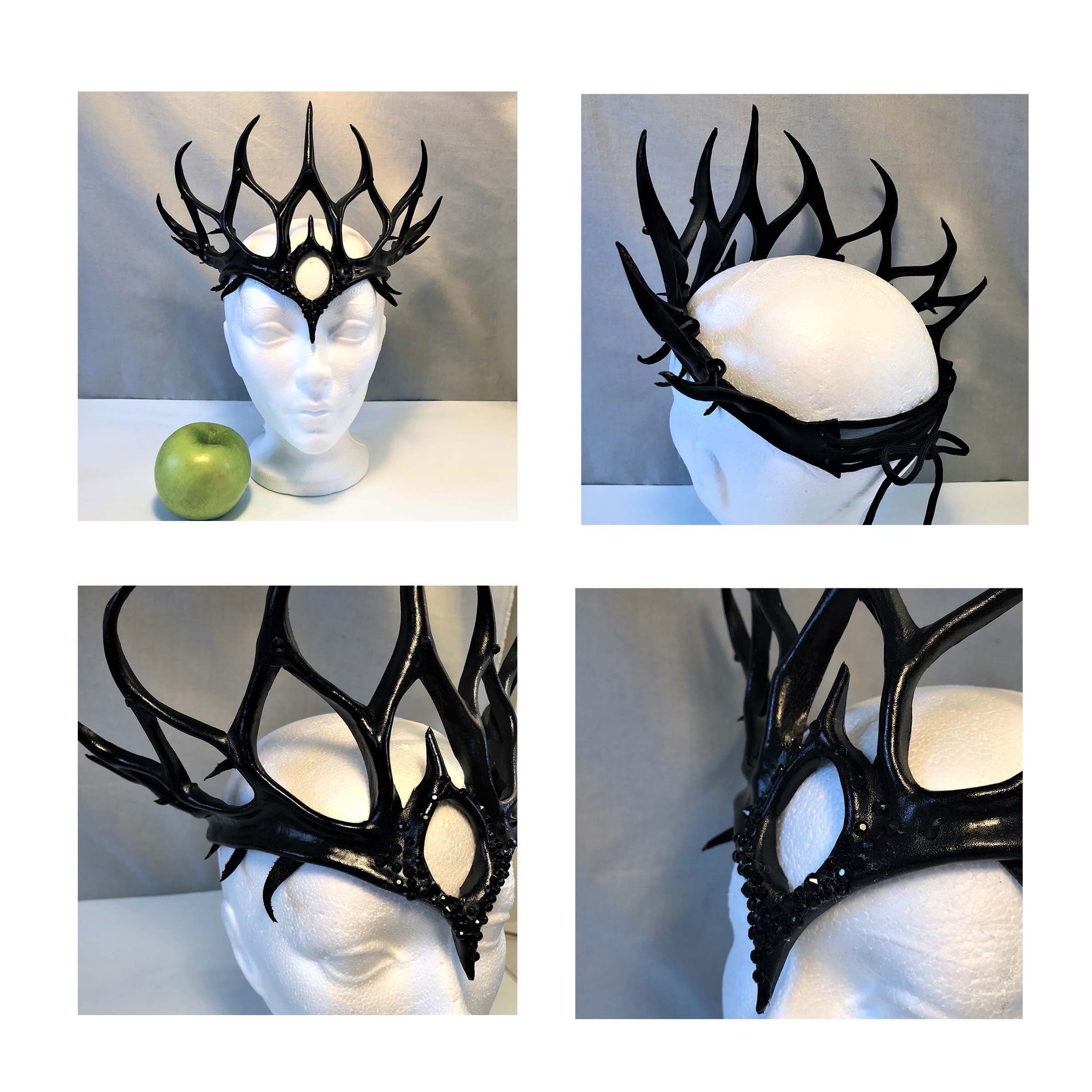 Evil Queen Leather Crown Stoned Headpiece of Thorns Dark | Etsy